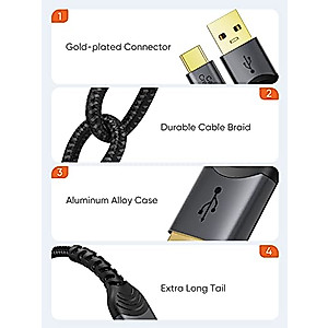 CableCreation Short USB C Cable 3A Fast Charging 2 Pack 1FT, USB-A to USB-C Charge Double-Braided Exterior Compatible with iPad Mini Galaxy S21 S20 S10 S9 Note 10 9 PS5 Controller, USB C Cord Gray