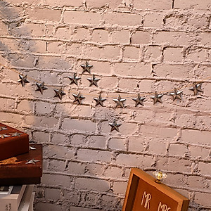 Mini Metal Barn Star Antique Barn Star Halloween Christmas Day Vintage Mini Star Home Decoration for Farmhouse Home Door Wall Decor, 1.18 Inch (Silver,52 Pieces)