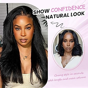 YAMI Kinky Straight Clip In Hair Extensions for Black Women Human Hair Clip in Extensions 10Pcs Brazilian Virgin hair Extensions Clip in Human Hair with Triple Weft 120g （10inch）