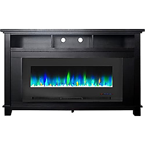 Cambridge San Jose 57'' Electric Fireplace with Crystal Insert, Multi-Color LED Flame, Remote, and Adjustable Heat Settings