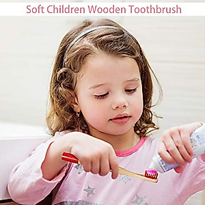 10 Pieces Kids Bamboo Toothbrush Natural Soft Bristle Toothbrush Wooden Toothbrushes Toddlers Adults Natural Wood Organic Toothbrush BPA-Free Color Travel(Kids)