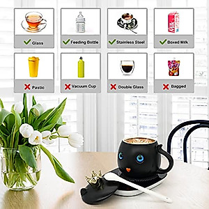 Coffee Mug Warmer Coffee Warmer with Mug Set Coffee Cup Warmer for Desk Coffee Travel Mugs Tea Cup Cat Cups Cute Smart Coffee Coffee Warmer for Desk Auto Shut Off-Black