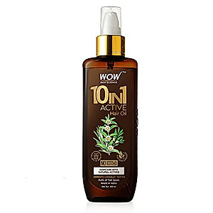 WOW Skin Science 10 in 1 Hair Oil - Dry Damaged Hair and Growth Hair Treatment Oil - Has Argan Oil for Hair & Rosemary Oil for Hair Growth - Hair Care for Women and Men (6.76 Fl Oz (Pack of 1))