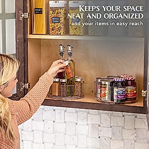Lazy Susan Turntable - Clear Acrylic, Rotates 360 Degrees. Easily Organize Your Fridge, Cabinet or Counter. Great Carousel Storage for Food, Spices, Cosmetics. (2-Pack)