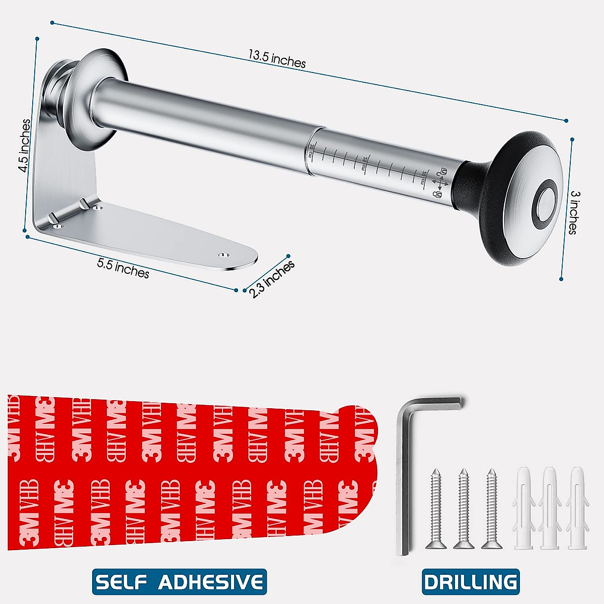 Paper Towel Holder Single Hand Tear - Upgraded Patented Signice Paper Towel Holder Under Cabinet Self Adhesive Towel Holders Wall Mount Hanging Counter Paper Towels Holder Rack for Kitchen (Stainless)