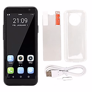 VINGVO Mini Mobile, 4G Mini Smartphone 8MP and 13MP Dual Cards Dual Standby with Charging Cable for School (Black)