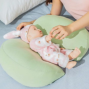 AngQi Pregnancy Pillows for sleeping, Side Sleeper Pregnancy Wedge Pillows, Double Wedge for Body, Belly, Back Support, Maternity Pillow with Removable and Adjustable Cover(Pale Green)