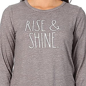Rae Dunn Women's RISE & SHINE Long Sleeve Top and Drawstring Joggers Pajama Set, Gray Stars, Medium