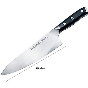 Professional 8" Chef Knife High Grade 1.4116 Stainless Steel. Ultra-premium G-10 fiberglass handle. Premium Wood Sheath INCLUDED!