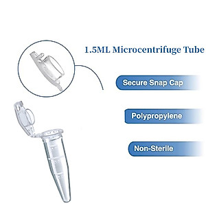 QOAEZK 1.5ML Micro Centrifuge Tubes,Clear Plastic Graduated Microcentrifuge Test Tubes with Attached Lid for Lab, EO Sterilized,Pack of 500pcs