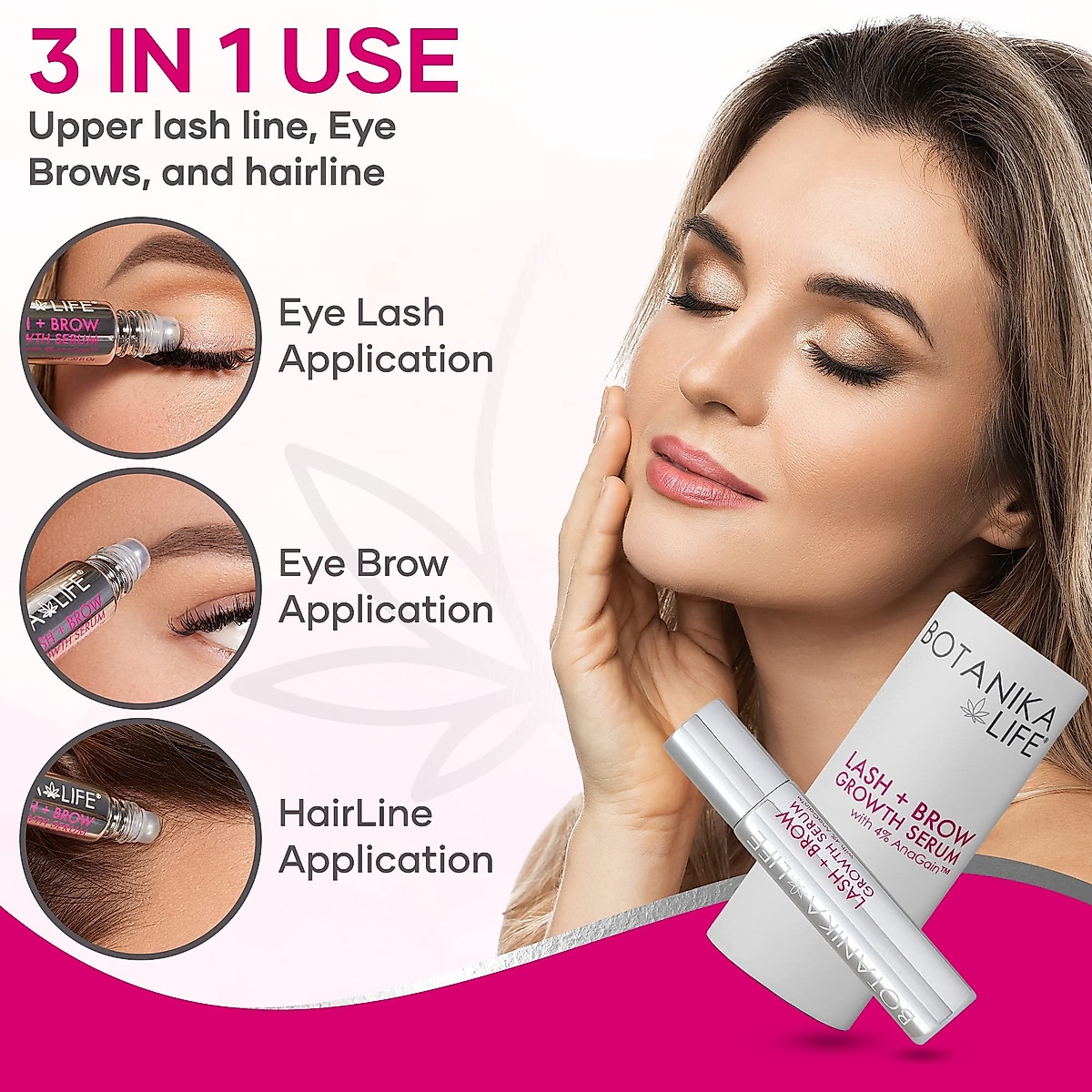 Botanika Life Natural Eyelash Growth Serum & Eyebrow Growth Serum | Lash Serum for Eyelash Growth | Eyebrow Serum to Grow Brows, Making them Longer & Thicker | Made in USA - 6ml