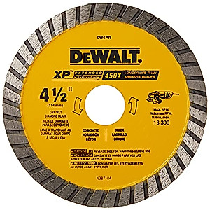 DEWALT Diamond Blade, Dry or Wet Cutting, Continuous Rim, 7/8-Inch Arbor, 4-1/2-Inch (DW4701)