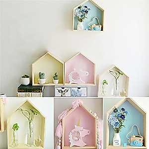 House Shape Wooden Wall Storage Shelf/Wooden House Shelves/Wood Wall Shelf/House Shaped Shelf Box,Set of 2 Wall Art Decoration Children's Room Decoration