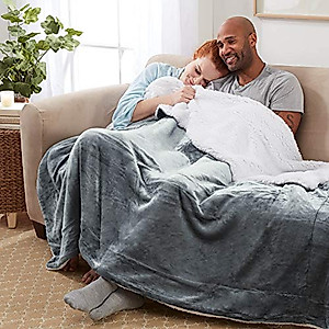 Genteele Sherpa Blanket - 50 x 60 Inch Fuzzy, Super Soft Throw Blankets for Couch, Bed & Sofa - Cozy, Plush Reversible Fleece Blanket Alternative - Gray/White