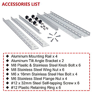 SUNMAK 41inch Adjustable Solar Panel Mount Brackets 0-90° Adjustable Solar Panel Tilt Mount Brackets for Solar Panels Installed on Any Flat Surface for RV, Roof, Boat, Any Off-Grid Systems
