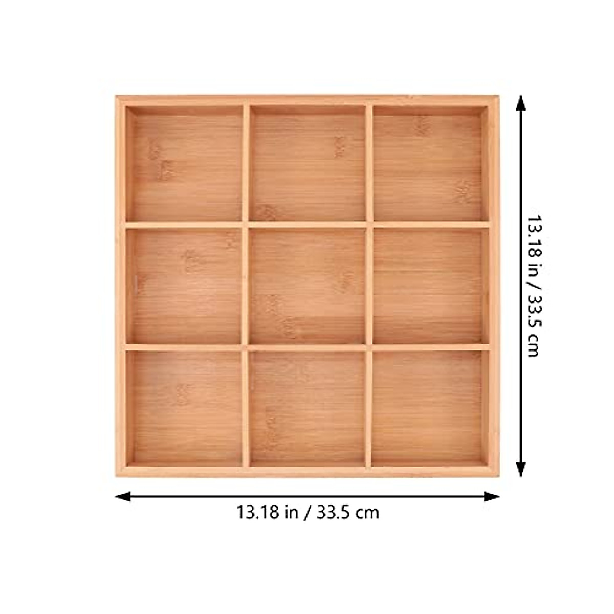 DOITOOL Serving Tray with 9 Compartments - Wooden Tray Divided Tray for Serving Food - 13in Square Tea Tray Food Tray for Hot Pot, Fast Food, Breakfast, Tea Coffee Table Christmas