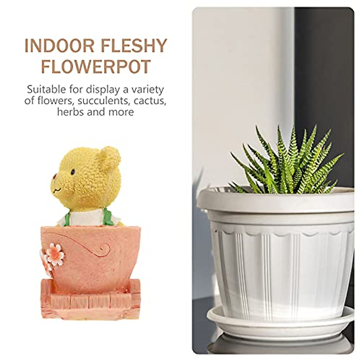 Happyyami 1pc Flowerpot Figurine vase Flower vase Planter pots for Indoor Plants Statue Planter Cute Succulent Pots Animal Flower Pot Plant Gift Plant Pot Goods Mini Office Resin Succulents