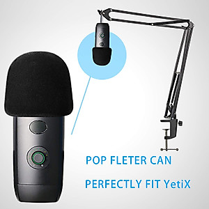 Blue Yeti X Mic Stand with Pop Filter - Microphone Boom Arm Stand with Flocked Foam Windscreen for Blue Yeti X Microphone by YOUSHARES (18.5in+20in)