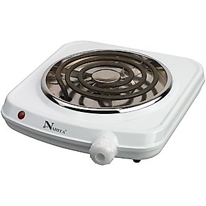 Spiral Burner Hot Plate for Cooking, 1000W Electric Single Burner, 6 Power Level Temperature Control Cooktop, Portable Mini Stove for Camping or Kitchens, Power Indicator Red Light