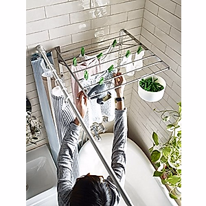 QQOUTLET Wall Mounted Clothes Drying Rack Stainless Steel Space Saving Folding Adjustable Collapsible (22Wx21Dx19H)