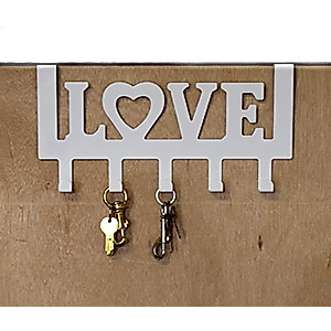 Dependable Industries inc. Essentials Over Door Hanger Heavy-Duty Hook, Hanging Clothes Coat Bag Robe Keys Towel Bathroom Closet Back of Door Hanger Sturdy 5 Hooks Love