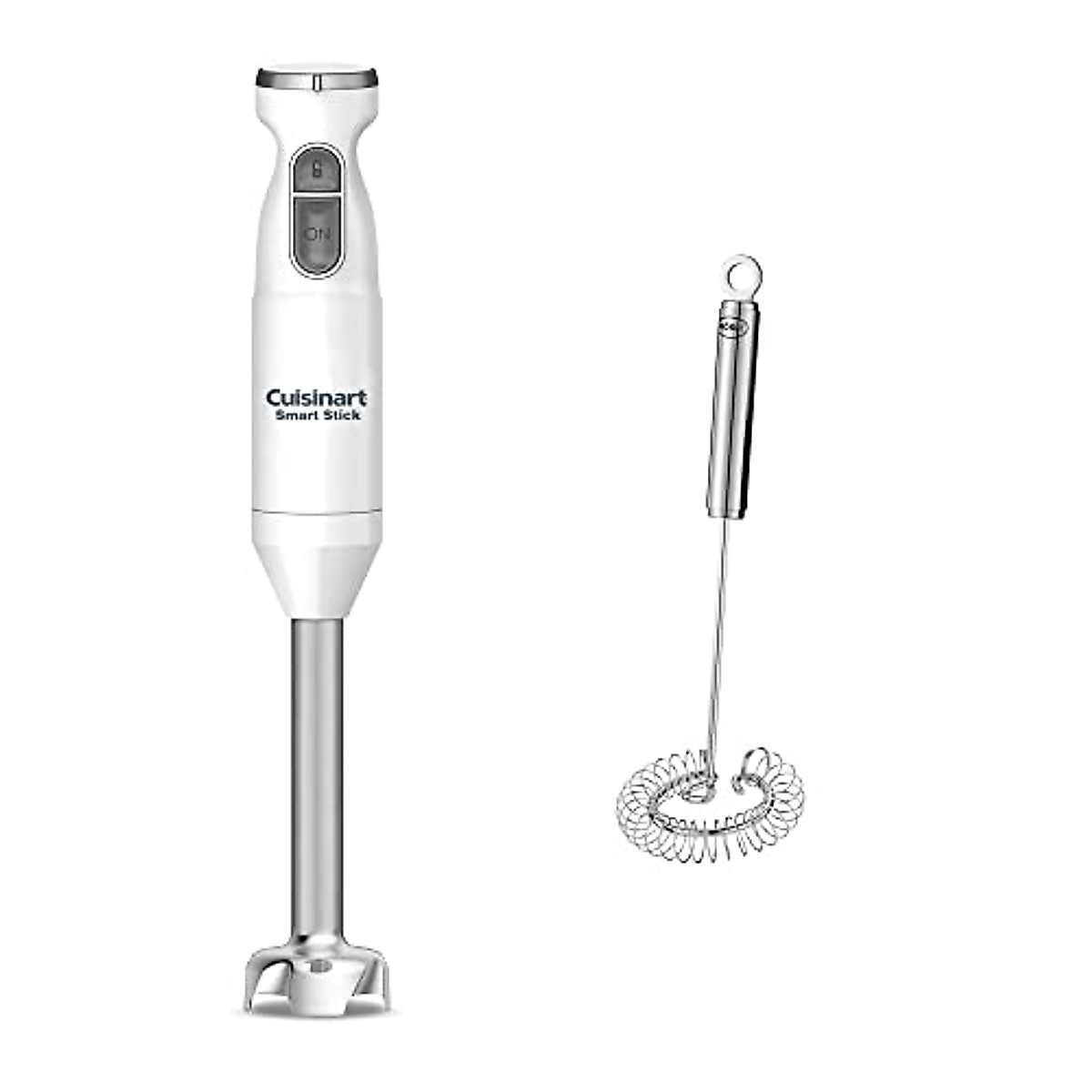 Cuisinart CSB-175 Smart Stick Hand 2-Speed Blender (White) Bundle with Spiral 8.7-Inch Whisk (2 Items)