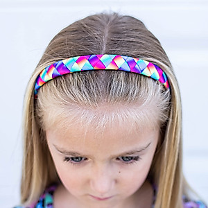 FROG SAC Rainbow Headband for Girls, Tie Dye Headbands for Kids, Cute Hard Head Band for Little Girl Hair Accessories, Unicorn Fashion Braided Hair Band, Basketweave Hand Braid Headband