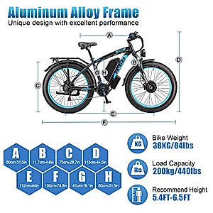 KETELES K800 2000W 23AH Electric Bike for Adults, 26'' All Terrain Fat Tire Beach Snow Electric Bicycle Dual Motor Removable Battery Up to 30MPH Mountain Ebikes Hydraulic Disc Brake Electric City Bike