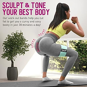 WALITO Resistance Bands for Legs and Butt, Fabric Exercise Loop Bands Yoga, Pilates, Rehab, Fitness and Home Workout, Strength Bands for Booty