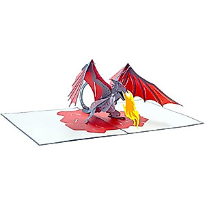 WOWPAPERART Dragon Fire - 3D Pop Up Greeting Card For All Occasions - Birthday, Love, Christmas - Ultimate Card for Dragon Lovers