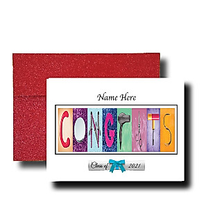 Customized Cosmetology School Congrats Class of 2023, 2024, Hair Dresser Stylist, Graduation Cards,5"x7" Flat or Folded Card Choice envelope color,Custom Grad, Letter Art, Scroll, School, College