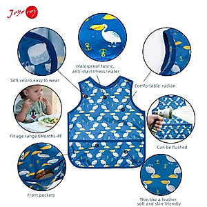 Joyo roy Baby Bib Baby Boy Bibs Waterproof Bibs Toddler Smock Baberos para Bebe Niño Plastic Bibs for Babies Bibs with Food Catcher Baby Bibs for Eating Bibs For Toddlers baberos para bebe niño