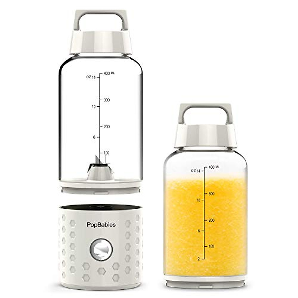 Portable Blender, PopBabies Blender for Shakes and Smoothies with rechargeable USB blender Cup, Smoothie Blender to go Ivory White updated version