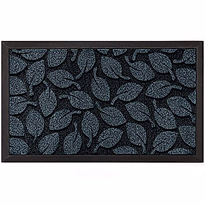 GRIP MASTER Durable Tough Natural Rubber Doormats, 29x17 Size, Waterproof Boots Scraper Mats, Heavy Duty Indoor Outdoor Door Mat for Winter Snow, Low-Profile Easy Clean, Green Small Leaves