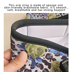 Fotgok Foam Arm Sling with Waist Strap Elbow Brace Support Arm Immobilizer for Shoulder Injury for Women, Green Rose Leopard
