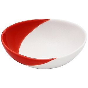 24to3西富陶磁器(Nishitomi) Arita Ware Kinsen Kiln Oval Small Bowl Red Snow
