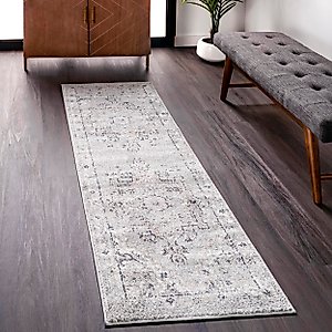 nuLOOM Gena Medallion 13x15 Area Rug for Living Room Bedroom Dining Room Kitchen, Light Grey/Ivory