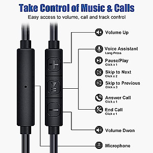 Joysico Wired Over The Ear Earbuds with Microphone Volume Control Ear Hook and Case, Sweatproof Sport Earphones for Running Exercise Gym Workout, Wrap Around Headphones for Cellphones, Laptop, Tablet