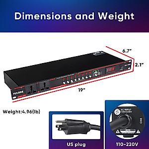 FULODE 10 Outlet Power conditioner -8 Independent Switch Rack power, Power conditioner rack mount Audio power conditioner Regulator w/Voltage Readout, With USB,Surge Protector (KD-1008)