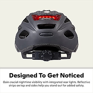 Schwinn Beam LED Lighted Bike Helmet with Reflective Design for Adults, 360 Degree Comfort System, Dial-Fit Adjustment, Removable Visor, Fits Head Circumferences 22.88-24.5 Inches, Matte Black