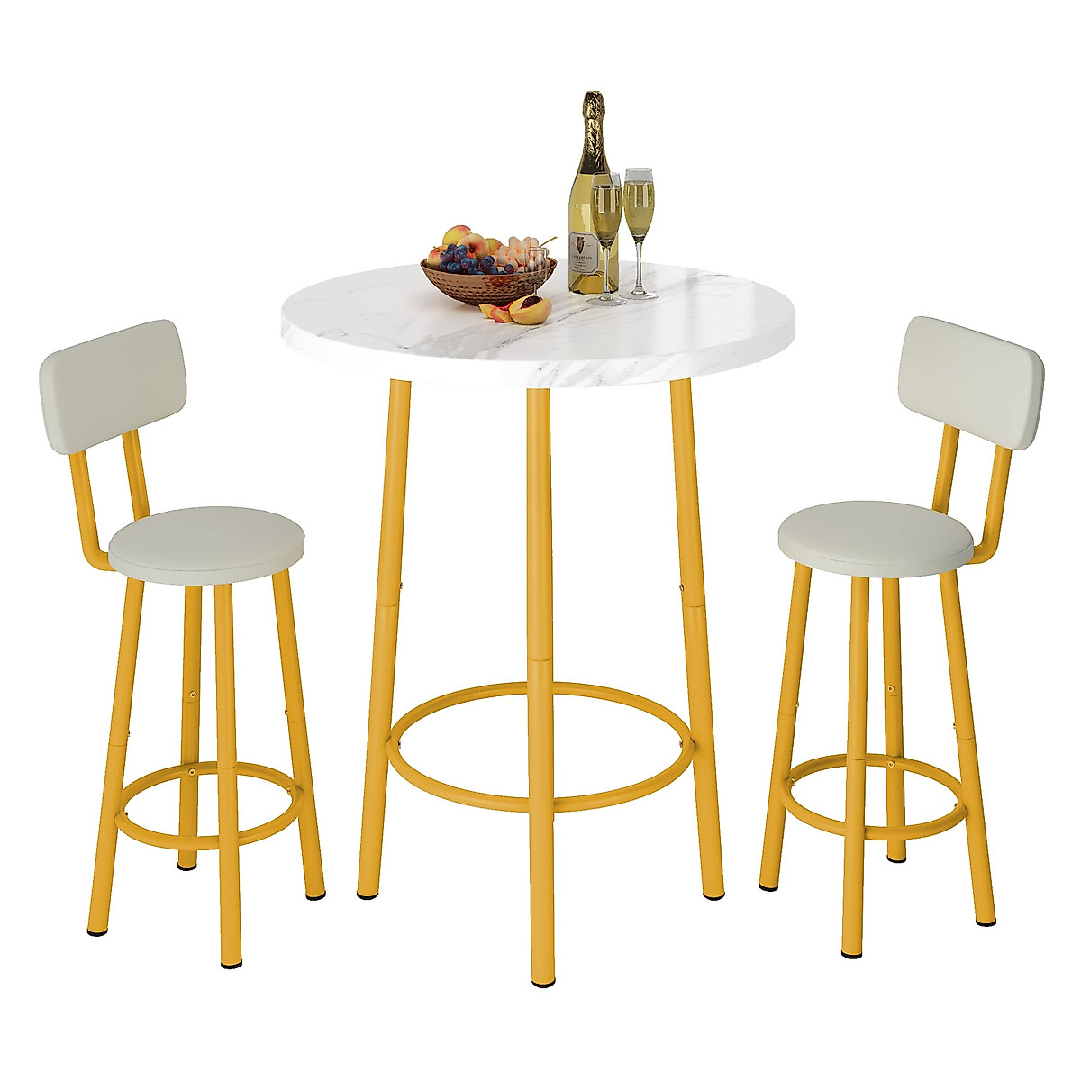 AWQM Round Table Sets, White & Gold