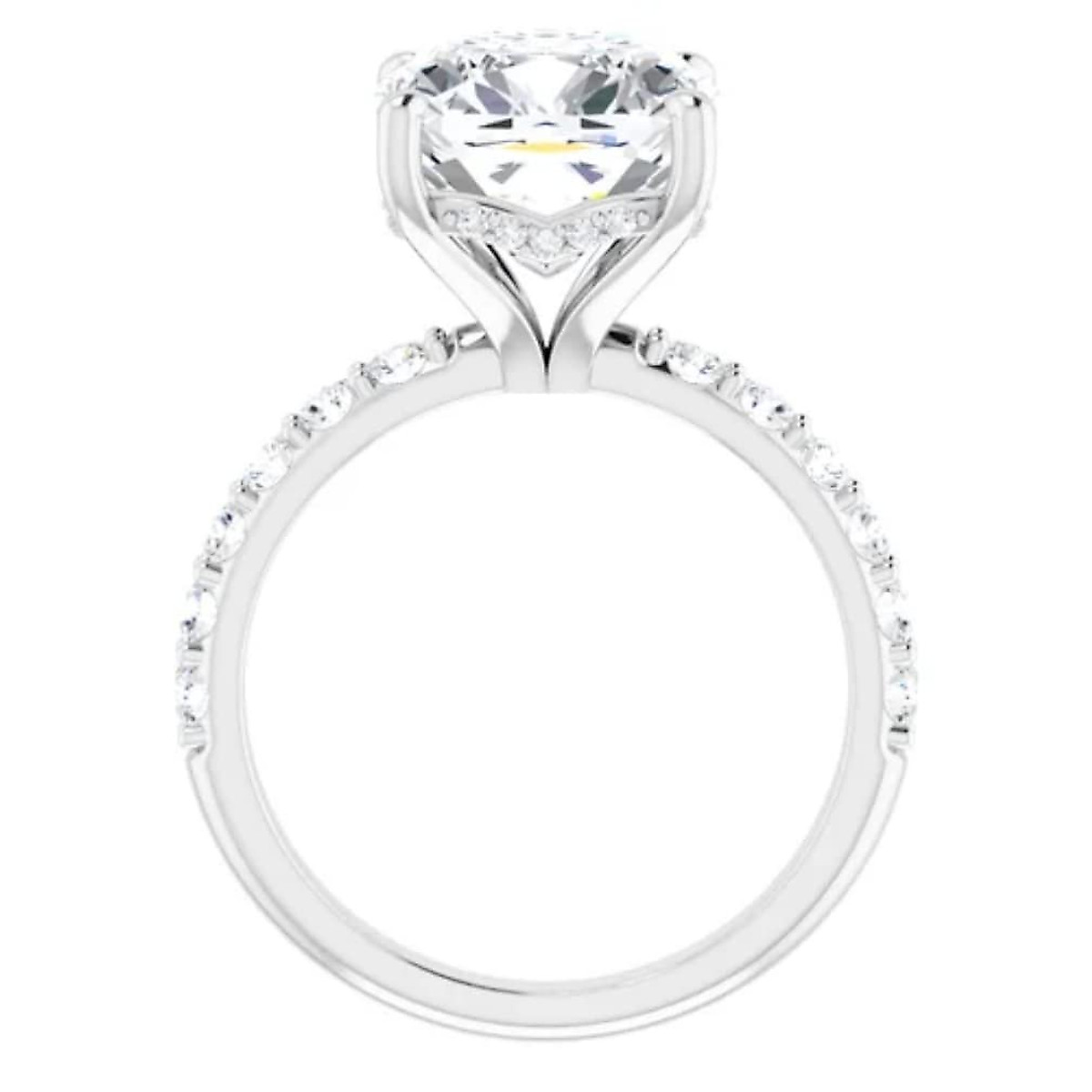 14K Gold Handmade 5 CT Cushion Cut VVS1 Colorless Moissanite Engagement Rings for Women Bridal Set Moissanite Wedding Rings for Gifts (White Gold, 7.5)