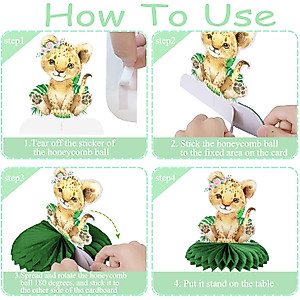 10Pcs Safari Jungle Animal Honeycomb Centerpieces Safari Baby Shower Decorations Jungle Safari Table Centerpieces Decorations for Safari Animal Theme Wild One Party Supplies