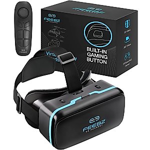 VR Headset for Android - for Kids | Includes Built-in Button + BT Remote Controller for Android | Virtual Reality Goggles Set for Phones 4.5"-6.5" - Blue