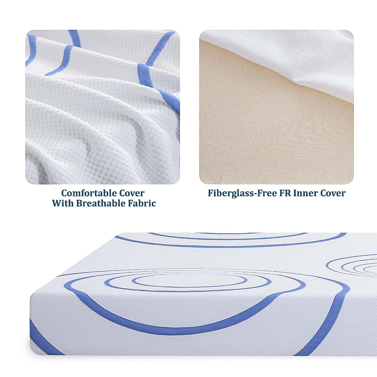 TMEOSK Queen Size Mattress, 8 inch Gel Memory Foam Mattress, Bamboo Charcoal Infused, Cooling Mattress for Pressure Relief with Fiberglass Free Cover, Medium Firm, CertiPUR-US Certified(Queen)