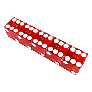 Yuanhe Set of 5 Grade AAA Precision 19mm Serialized Casino dice with Razor Edges and Corners - red …