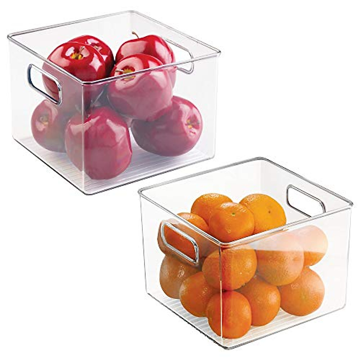 iDesign Kitchen Binz BPA-Free Plastic Deep Stackable Organizer with Handles - 8" x 8" x 6", Clear (Pack of 2)