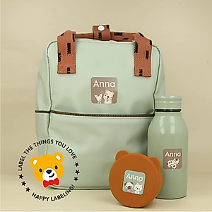 Large Name Labels for Kids (33) - Custom Stickers for Daycare and School Supplies - Durable, Waterproof Stickers for Water Bottles, Lunch Boxes, and More with Unique Designs - Dog