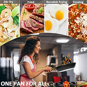 diig Non Stick Frying Pans Set, 9.5 & 11 Inch Granite Coating Fry Pan Skillet Sets for Cooking, 2 PCS Stainless Steel Handle Chef’s Pan, Stove Top Induction, Oven Dishwasher Safe 24cm, 28cm, Black