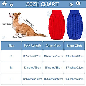Pedgot 4 Pieces Dog Sweater Dog Winter Clothes Knit Turtleneck Pet Sweater Classic Pet Cable Knit Winter Coat Warm Dog Sweatshirt Pullover for Medium Dogs (M)